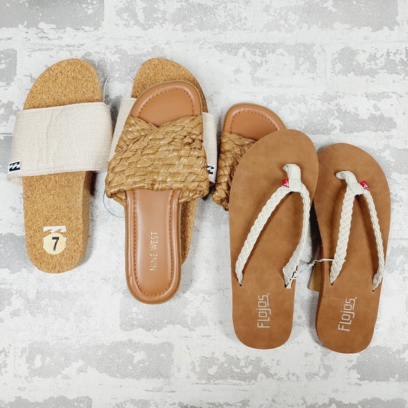 Flojos | Shoes | New Bundle Of 3 Flojos Nine West Woven Slip On Sandals ...